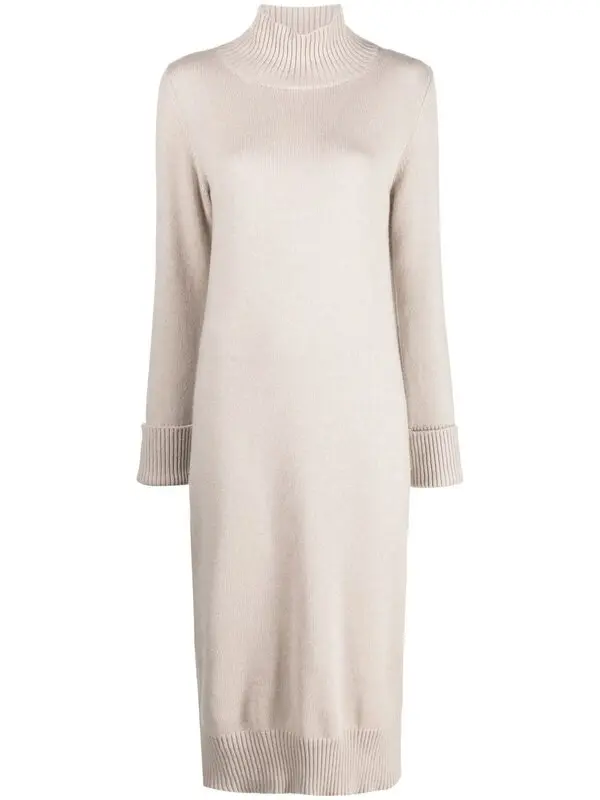Eleventy Funnel-neck Knit Midi Dress