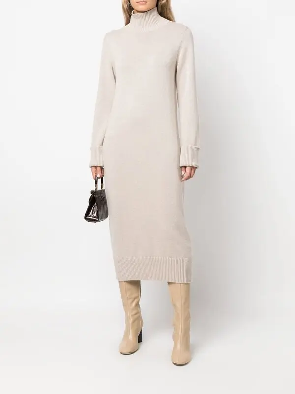 Eleventy Funnel-neck Knit Midi Dress