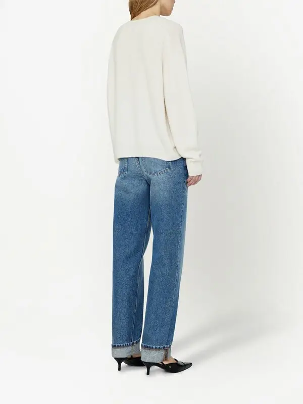 ANINE BING Lee V-neck Cashmere Jumper - White