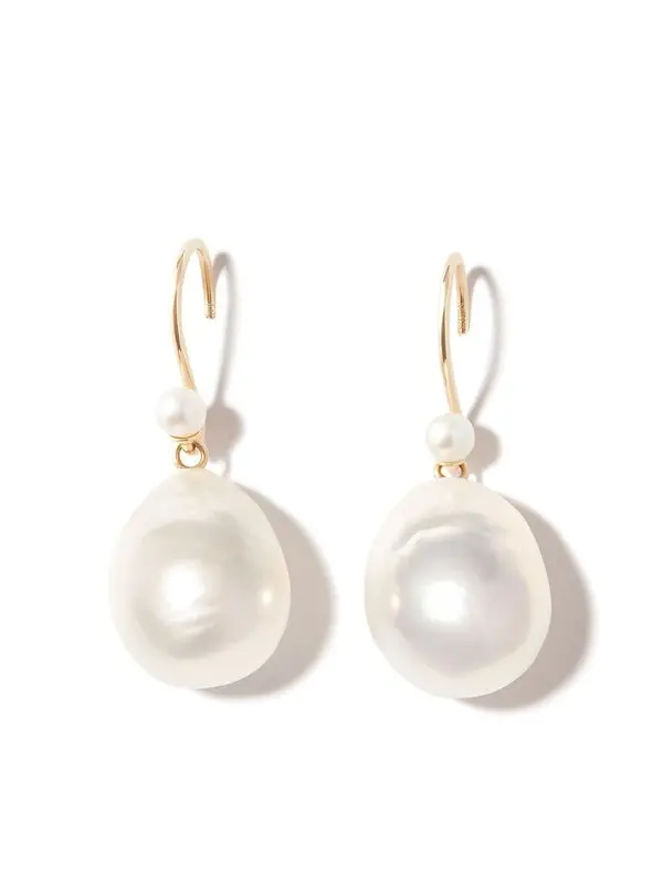 Mizuki 14kt Yellow Pearl Drop Earrings - Gold