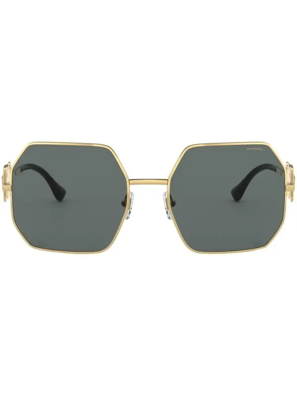Versace Medusa Plaque Geometric Sunglasses - Gold