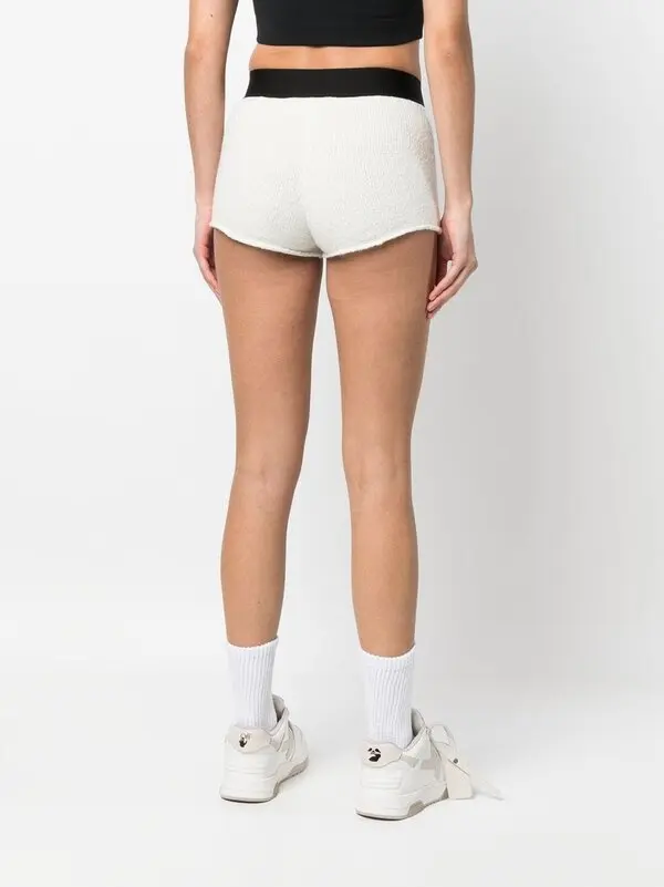 Palm Angels Logo Waistband Bouclé Knitted Shorts