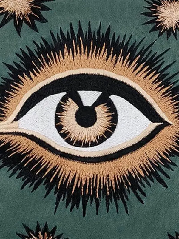 LES-OTTOMANS Eye-motif Embroidered Cushion - Green