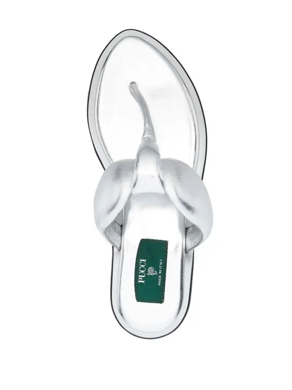 Emilio Pucci Metallic-effect Thong Sandals - Silver
