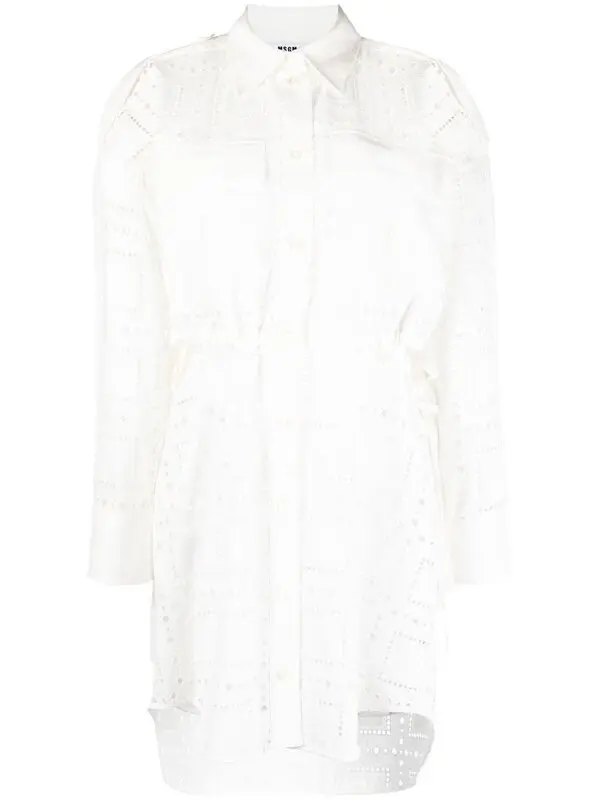 MSGM Broderie Anglaise Cutout Shirtdress