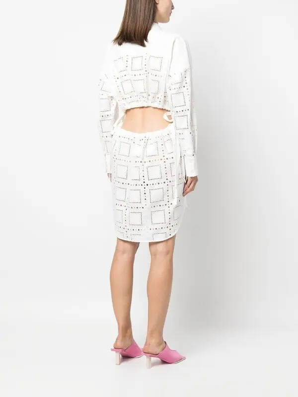 MSGM Broderie Anglaise Cutout Shirtdress