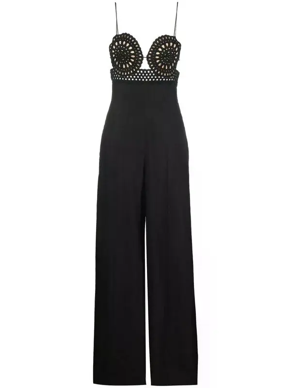 Stella McCartney Broderie Anglais Flared-leg Jumpsuit - Black