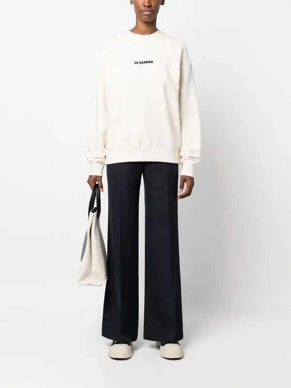 JIL SANDER Logo-print Cotton Sweatshirt - Neutrals