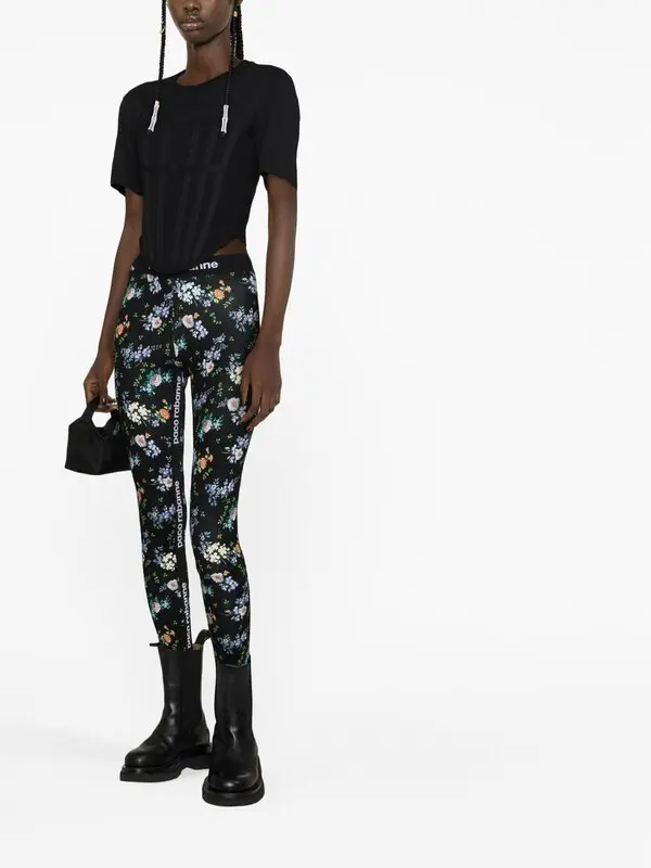 Rabanne Logo-waist Floral-print Leggings