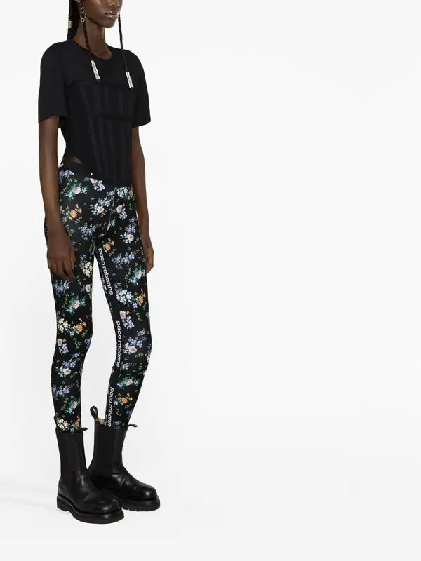 Rabanne Logo-waist Floral-print Leggings