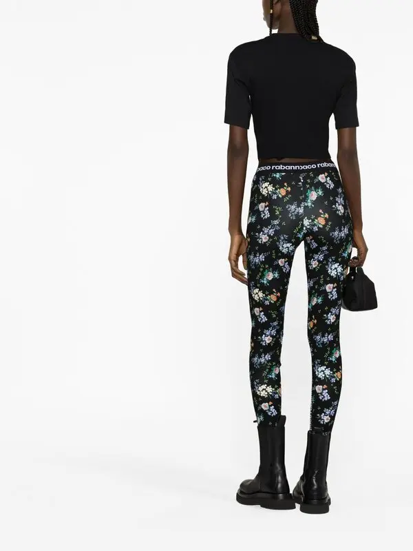 Rabanne Logo-waist Floral-print Leggings