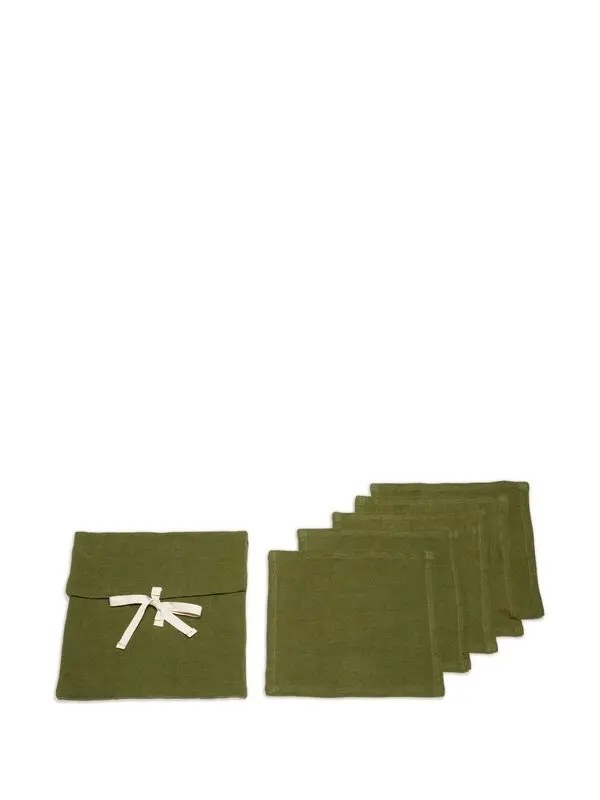 ONCE MILANO Set Of Five Cocktail Napkins - Green
