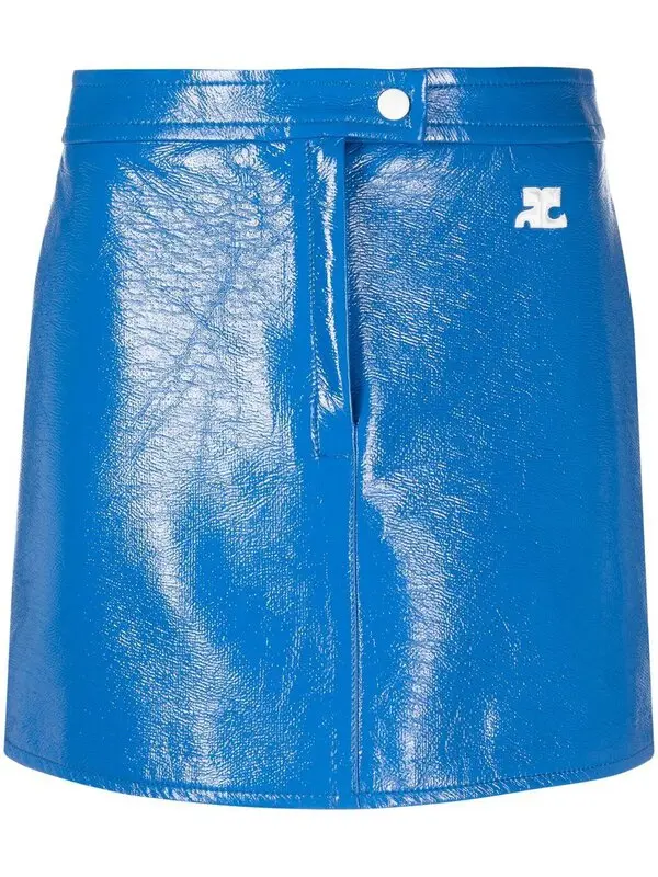 COURREGES Logo-patch Miniskirt - Blue