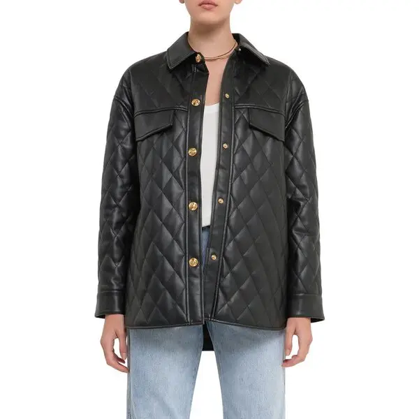 GREY LAB Oversize Quilted Faux Leather Jacket