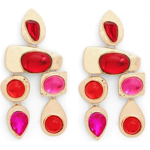 PETIT MOMENTS Resin Stone Drop Earrings - Raspberry