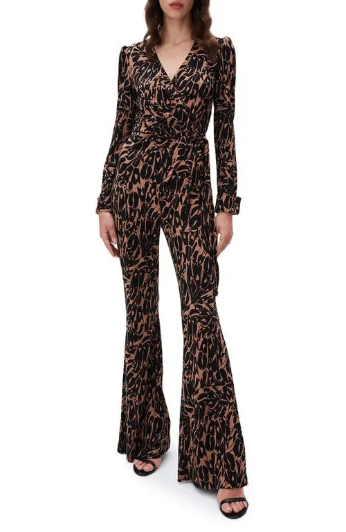 Diane Von Furstenberg Seoul Abstract Print Long Sleeve Jumpsuit