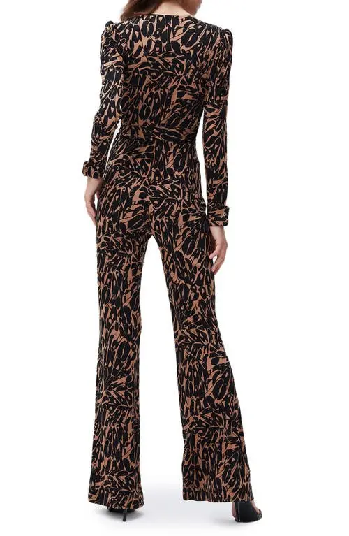 Diane Von Furstenberg Seoul Abstract Print Long Sleeve Jumpsuit