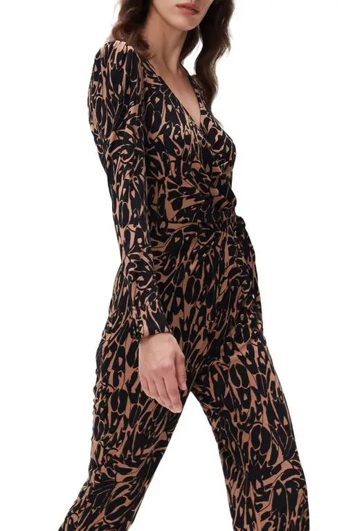 Diane Von Furstenberg Seoul Abstract Print Long Sleeve Jumpsuit