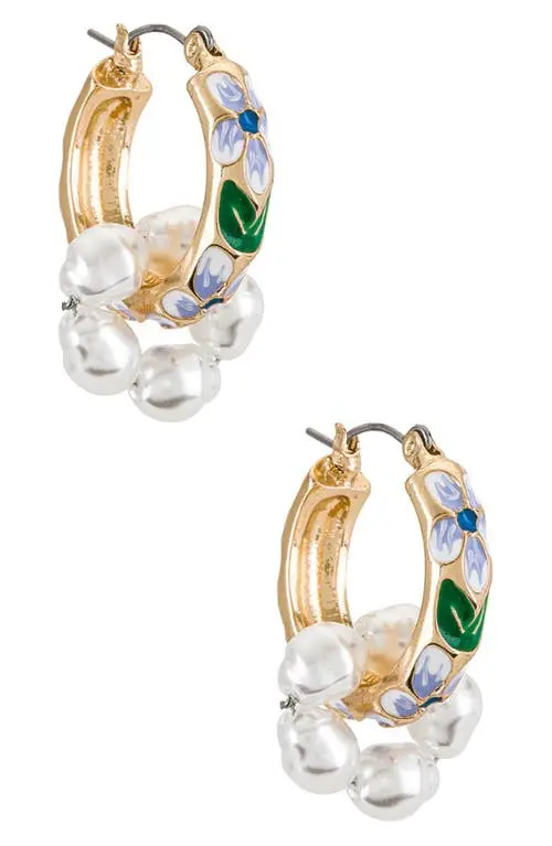 PETIT MOMENTS Barque Imitation Pearl Hoop Earrings - Blue