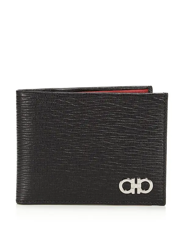 FERRAGAMO Salvatore Revival Leather Bifold Wallet - Black/red