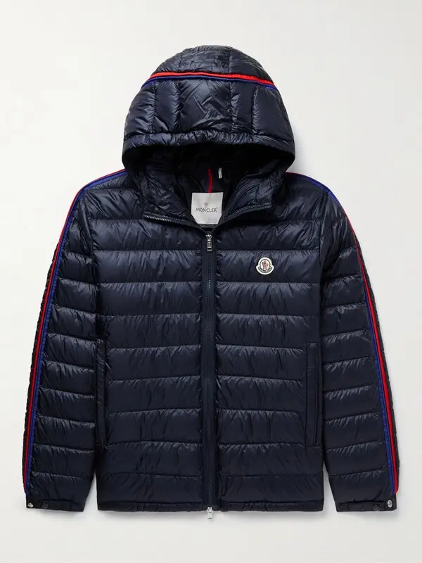Moncler Agout Striped Quilted Shell Down Jacket - Blue