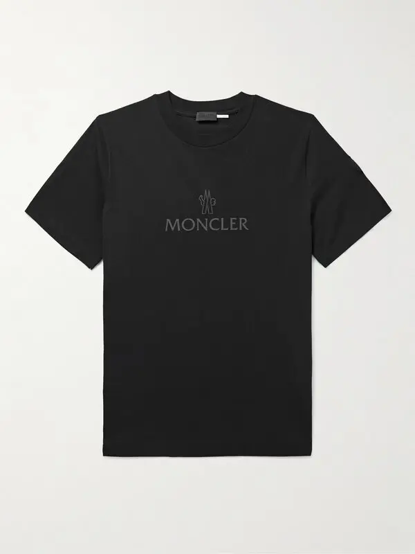 Moncler Mesh-trimmed Logo-print Cotton-jersey T-shirt