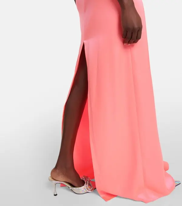 David Koma Ruffle Satin Wrap Gown