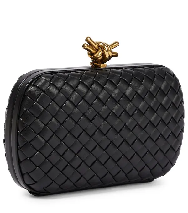 Bottega Veneta Knot Intreccio Leather Clutch