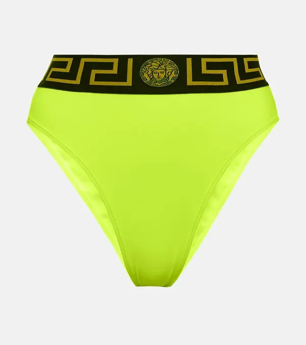 Versace Greca High-waisted Bikini Bottoms - Yellow