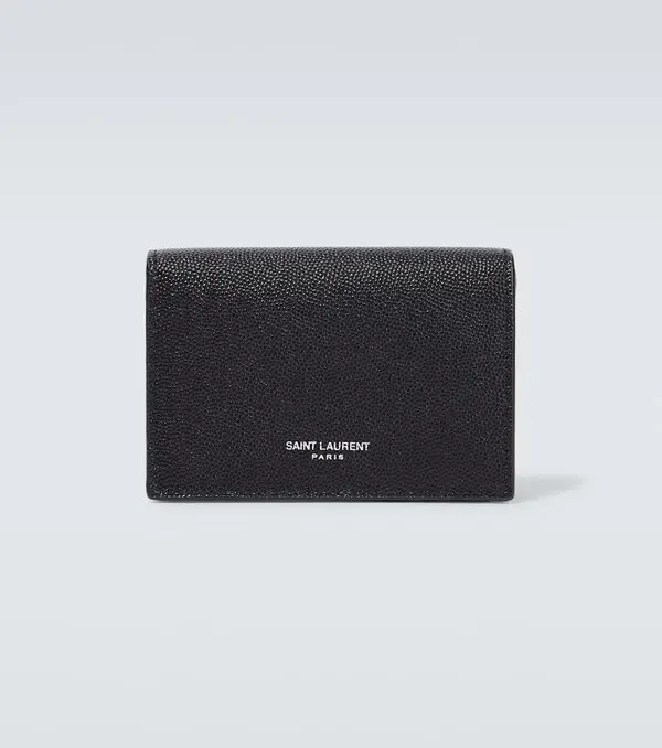 Saint Laurent Logo Leather Card Case - Black
