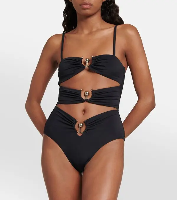 Christopher Esber Pierced Orbit One Piece Swimsuit - Black