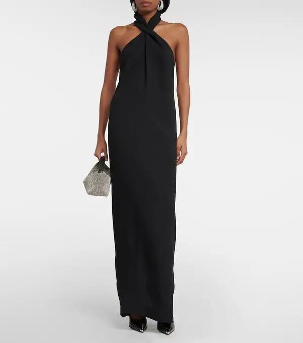 TALLER MARMO Diablo Halterneck Crepe Maxi Dress