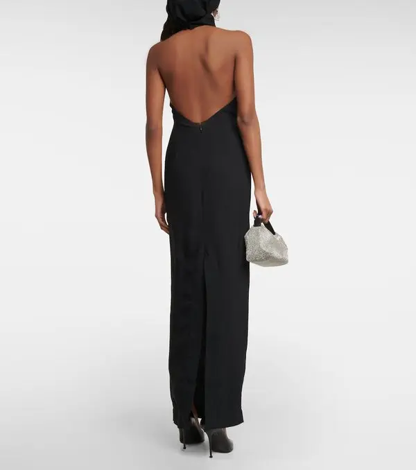 TALLER MARMO Diablo Halterneck Crepe Maxi Dress