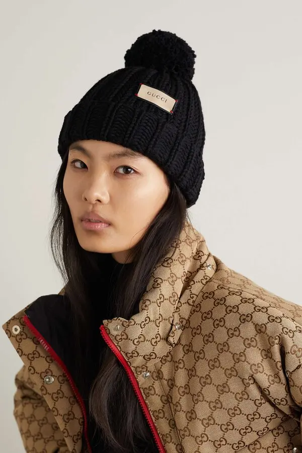 Gucci Ribbed Knit Pom Pom Pompom Beanie Black Gucci - Ribbed knit beanie black - The Corner main image 4