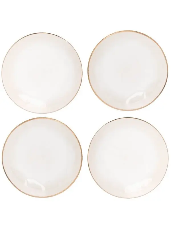 MAISON MARGAUX Contrasting-edge Dessert Plate Set - Neutrals
