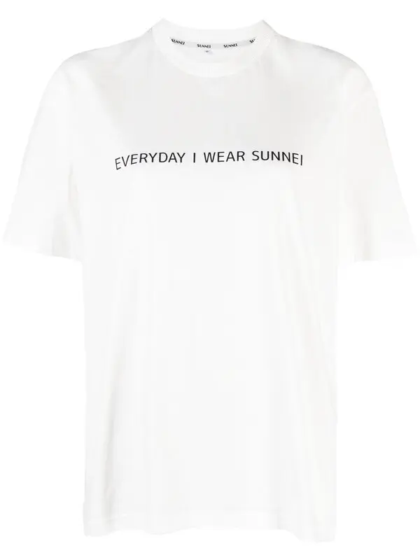 Sunnei Slogan-print Cotton T-shirt - White