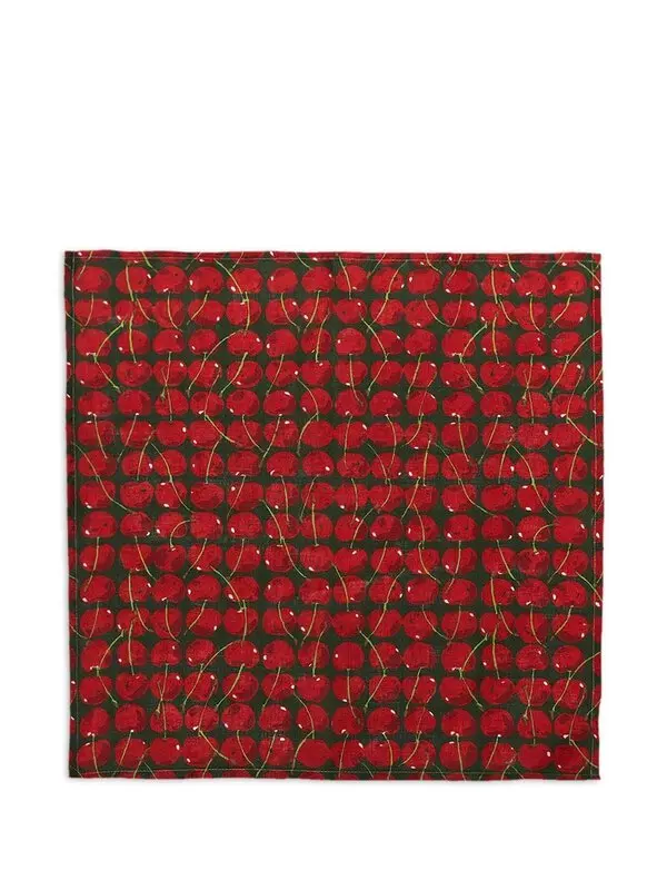 La DoubleJ Cherries Verde Set Of Two Napkins