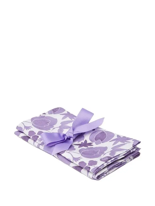 La DoubleJ Wildbird Viola Set Of Two Napkins - Purple