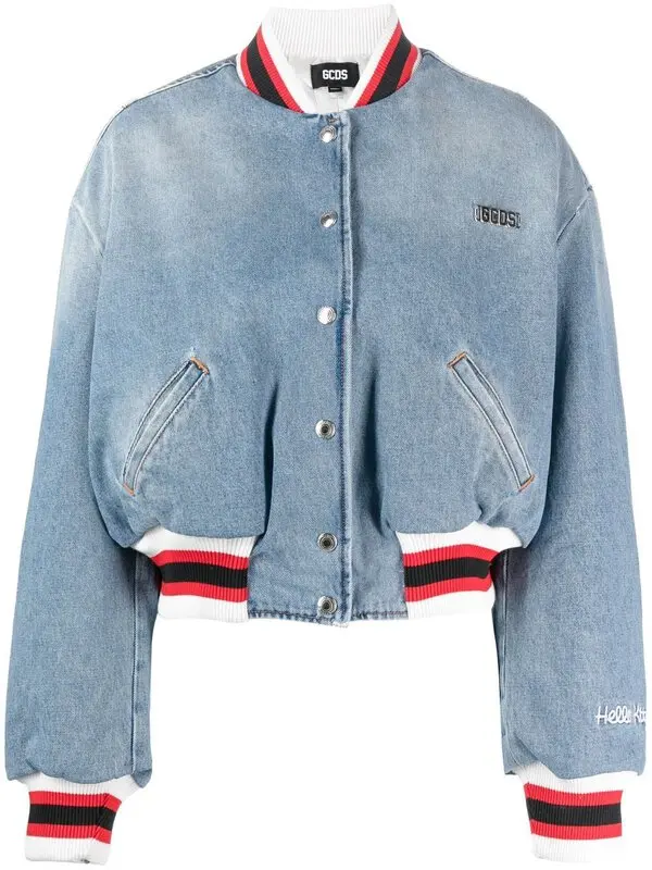 Gcds Hello Kitty Denim Bomber Jacket - Blue