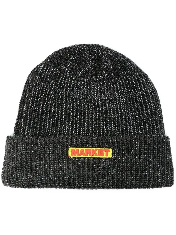MARKET Reflective-bar Logo Beanie - Black