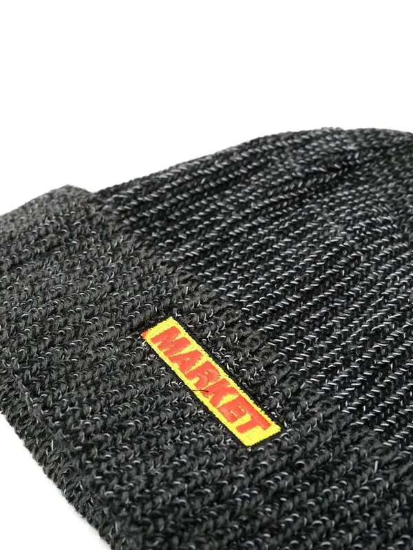 MARKET Reflective-bar Logo Beanie - Black