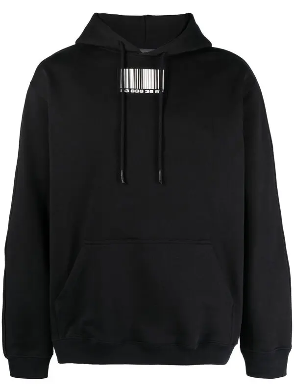 VTMNTS Logo-patch Long-sleeve Hoodie - Black