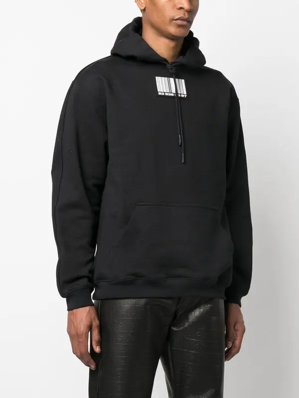 VTMNTS Logo-patch Long-sleeve Hoodie - Black