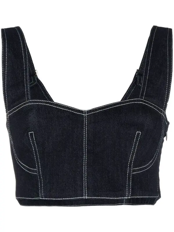 Alberta Ferretti Denim Bustier Top - Blue