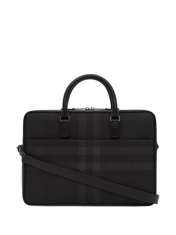 Burberry Check-print Leather Briefcase