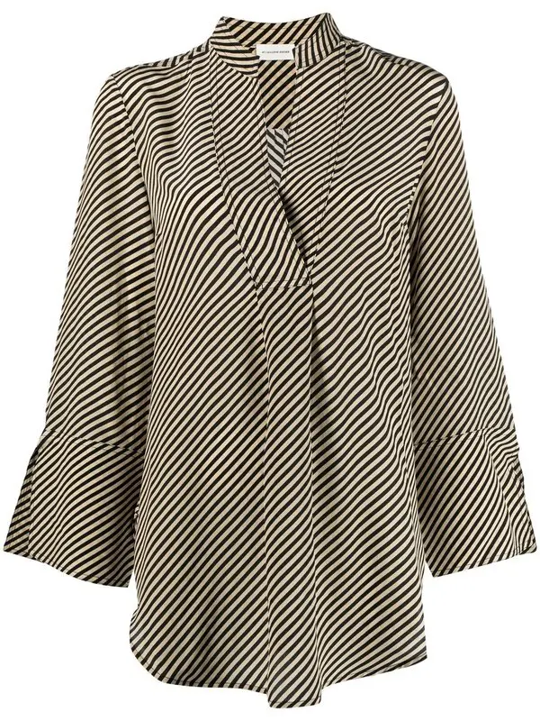 BY MALENE BIRGER Silk Diagonal-stripe Blouse - Neutrals
