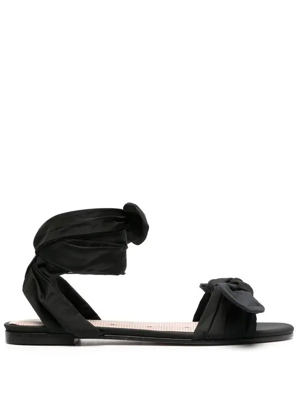 Red Valentino Bow-detail Flat Sandals - Black