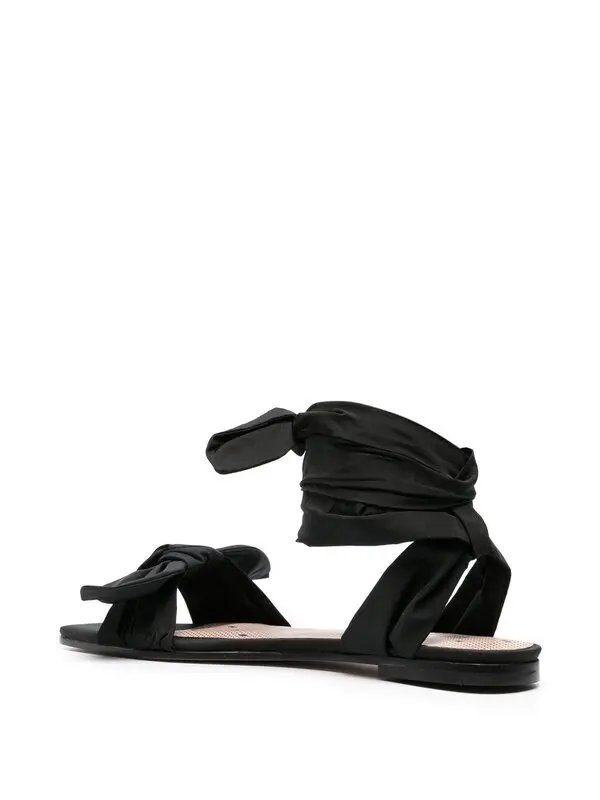 Red Valentino Bow-detail Flat Sandals - Black