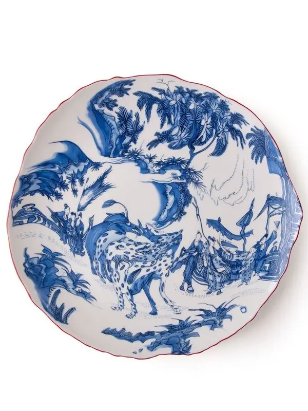 SELETTI Classics On Acid Blu Chinoiserie Dinner Plate - White