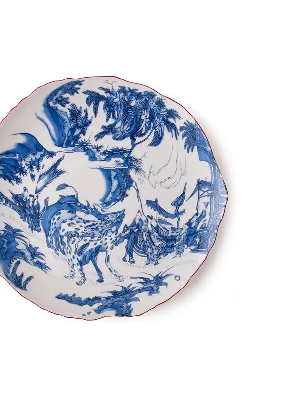 SELETTI Classics On Acid Blu Chinoiserie Dinner Plate - White